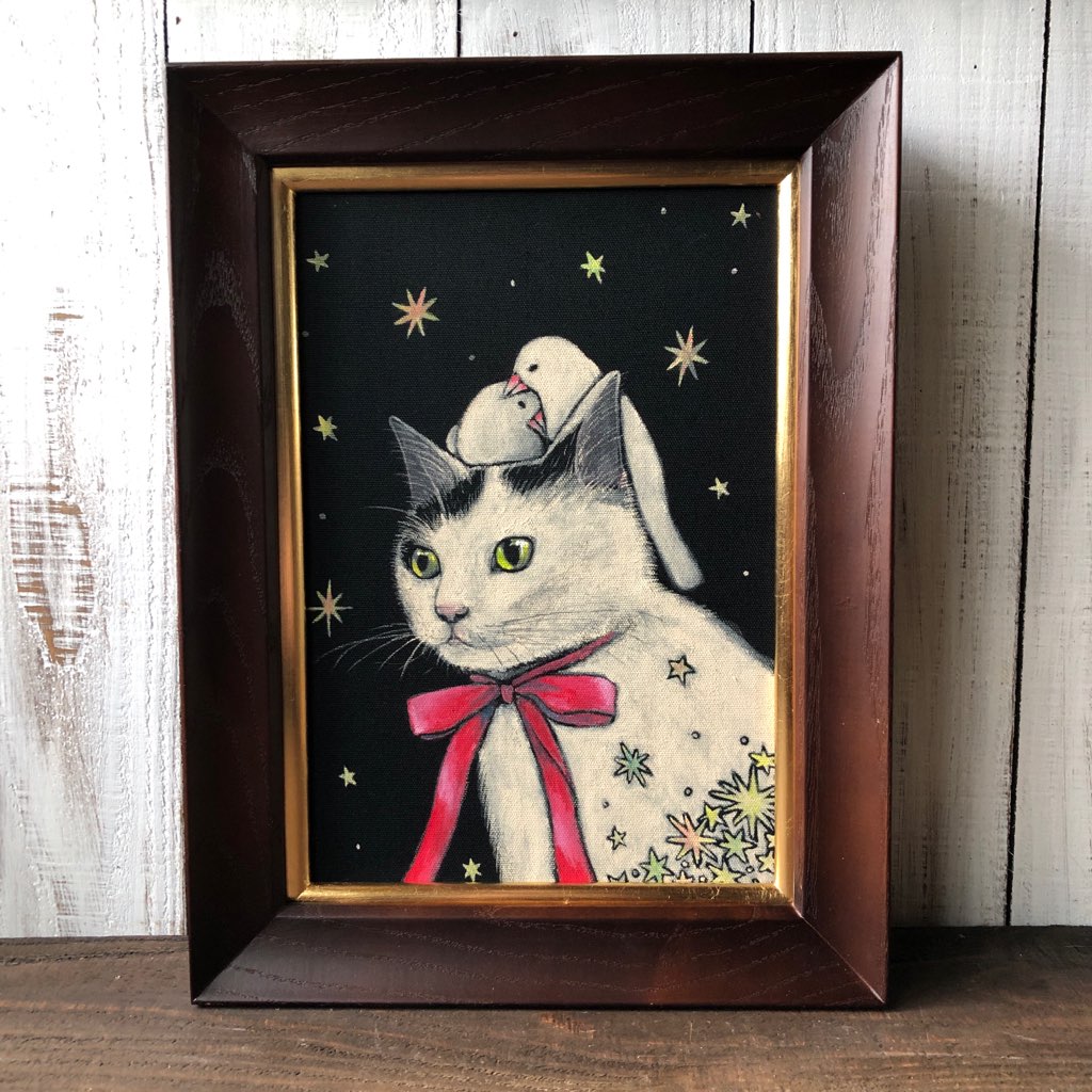 展示のみ ん？？？？？(原画)額付き ハチワレ猫 | wizcabin.com