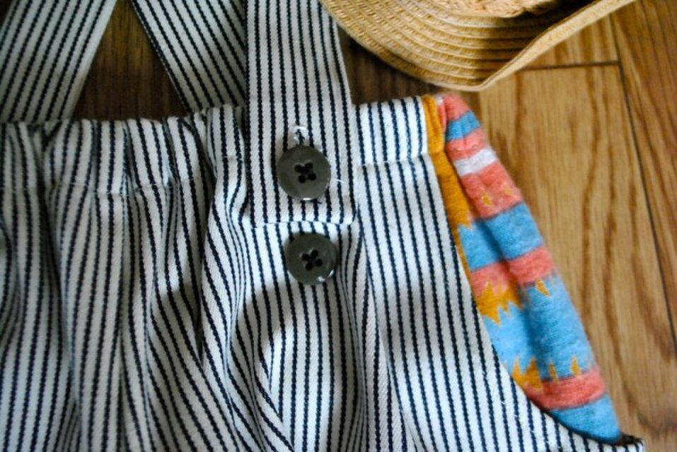 ひも付きパンツ90〜100（ヒッコリー×ネイティブ） | iichi 日々の暮らしを心地よくするハンドメイドやアンティークのマーケットプレイス