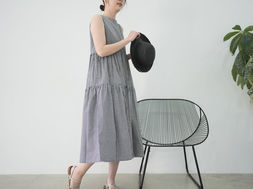 ギンガムチェック ティアードワンピ No.351 | iichi 日々の暮らしを心地よくするハンドメイドやアンティークのマーケットプレイス