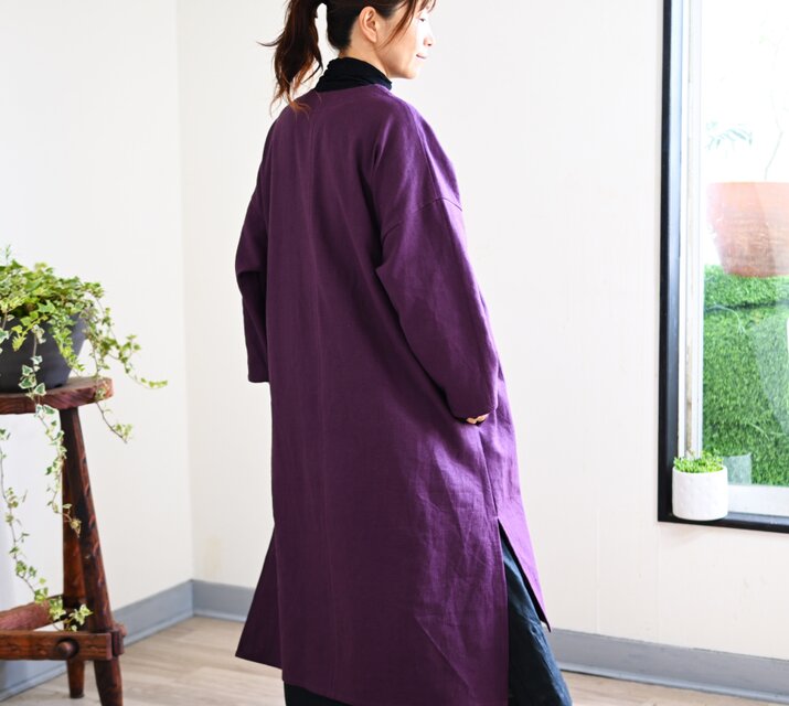 【new arrival】葡萄色：万能コーデのリネンワンピース：長シーズン | iichi 日々の暮らしを心地よくするハンドメイドやアンティークのマーケットプレイス