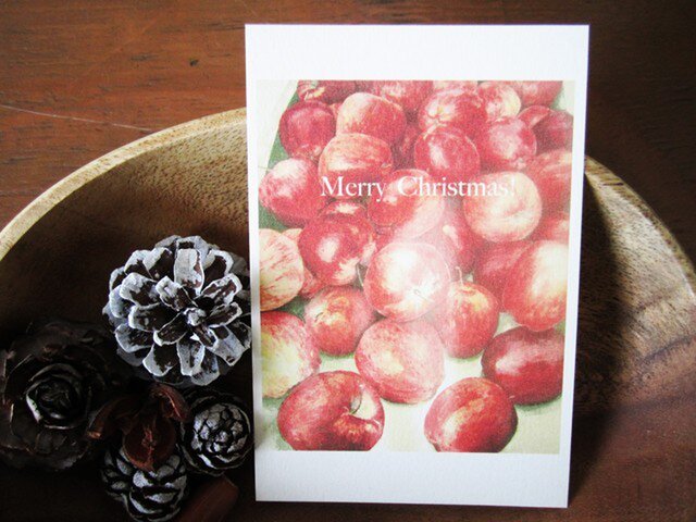 christmas ごろごろ林檎 / postcard 2枚組 | iichi 日々の暮らしを心地よくするハンドメイドやアンティークのマーケットプレイス