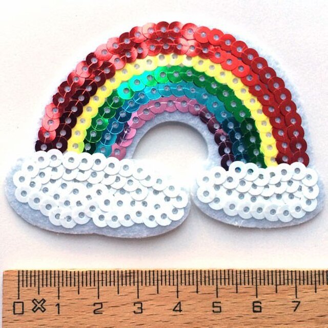 アップリケワッペン シークイン 虹と雲 レインボー 990 | iichi ハンドメイド・クラフト作品・手仕事品の通販