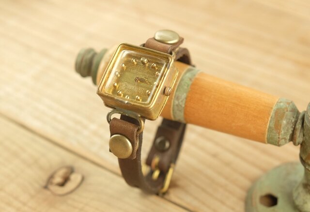 【受注生産】しかくい時計 w-shima gold S005 | iichi ハンドメイド・クラフト作品・手仕事品の通販