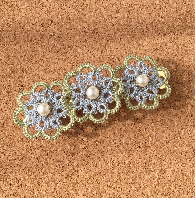 tatting lace barrette【gorgeous silver】 | あさかんむり | ハンドメイド通販 iichi（いいち）