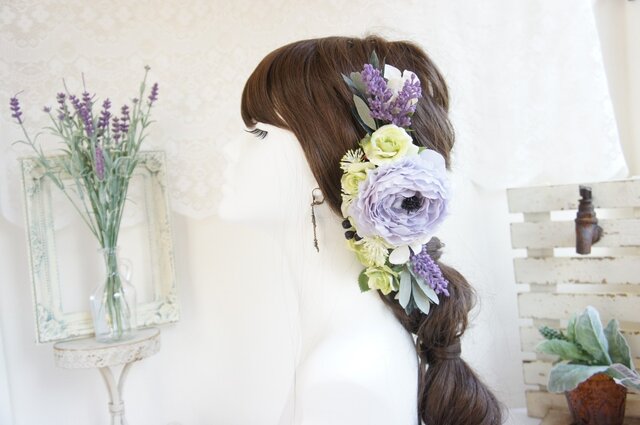 Purple Ranunculus* すみれ色＊ニュアンスカラーのヘッドフラワー | iichi 日々の暮らしを心地よくするハンドメイドやアンティークのマーケットプレイス