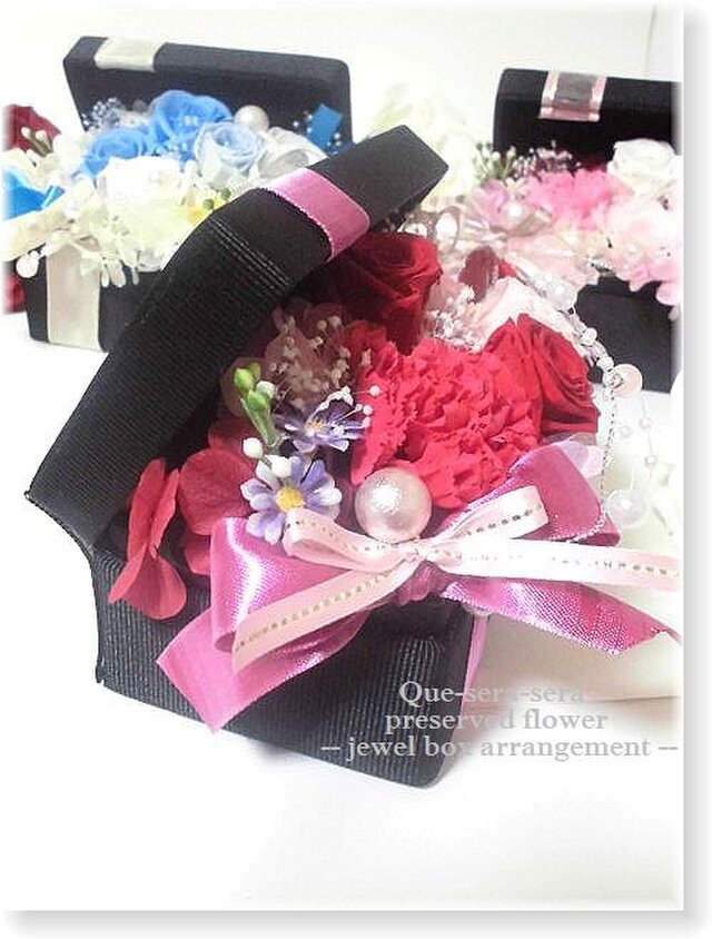 NO115 プリザーブドフラワー ギフト ジュエルボックス（レッド） 誕生日 送料無料 | iichi ハンドメイド・クラフト作品・手仕事品の通販