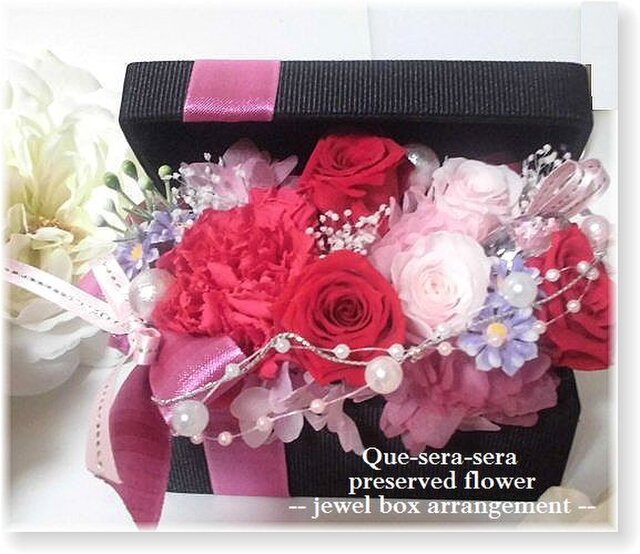 NO115 プリザーブドフラワー ギフト ジュエルボックス（レッド） 誕生日 送料無料 | iichi ハンドメイド・クラフト作品・手仕事品の通販