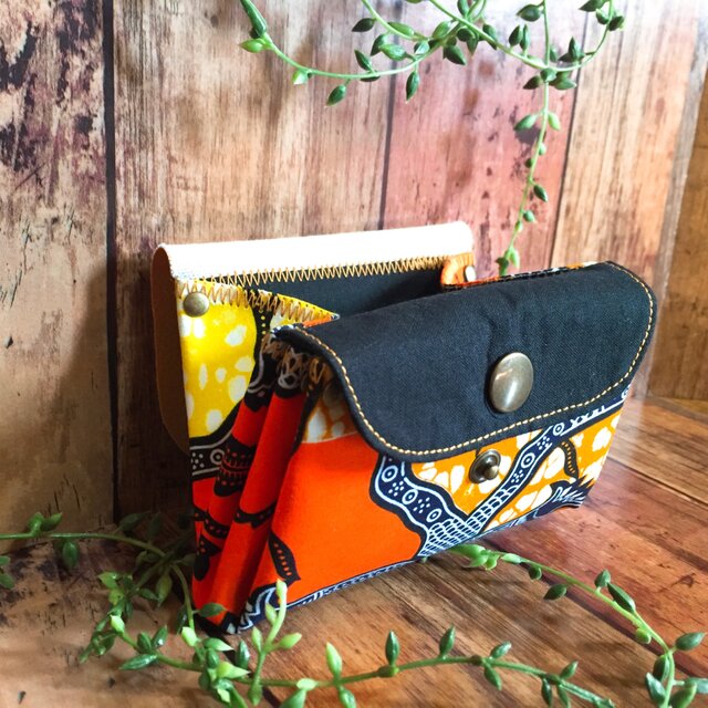 k120アフリカパーニュアコーディオンポーチ | iichi ハンドメイド・クラフト作品・手仕事品の通販