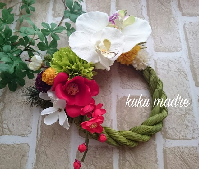 華やか胡蝶蘭のしめ縄 2018 リース | iichi ハンドメイド・クラフト作品・手仕事品の通販