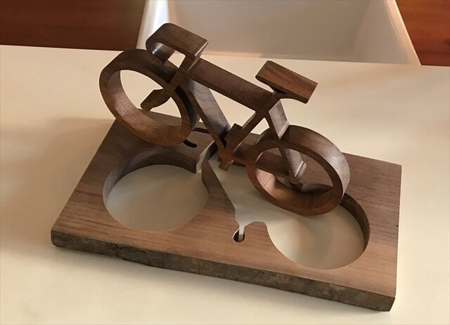 【送料無料】wood Road bike オブジェ 外枠付き！ブラックウォールナット 自転車のオブジェ his-226 | 飛騨職人生活 | ハンドメイド通販 iichi（いいち）