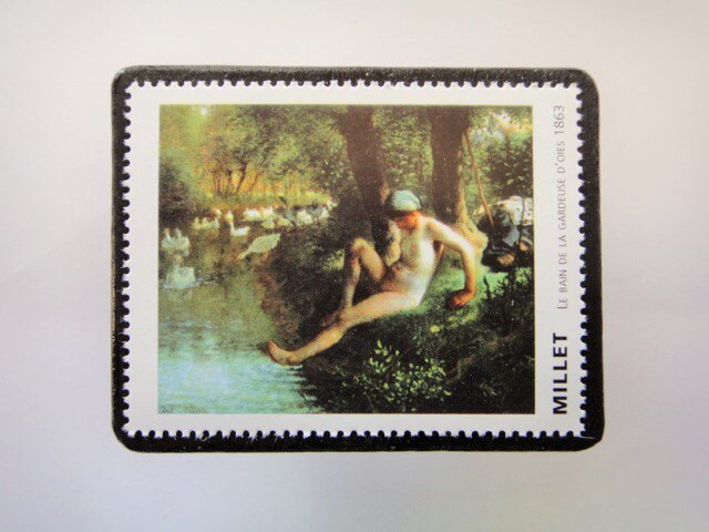 フランス 美術「ミレー」切手ブローチ3372 | iichi 日々の暮らしを心地よくするハンドメイドやアンティークのマーケットプレイス