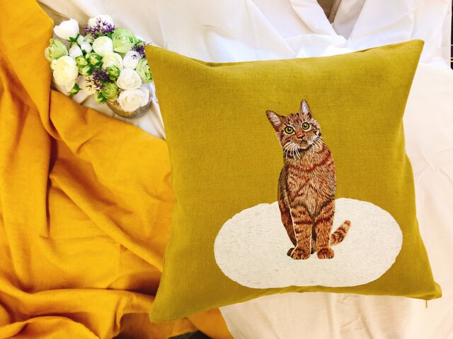 手刺繍 MPKクッションカバー（MEOCUSH107） | iichi ハンドメイド・クラフト作品・手仕事品の通販