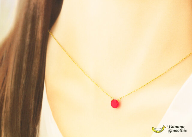 一粒でビビット注目♪ フューシャピンクカルセドニー ブリリアントカット 14kgf 一粒ネックレス | iichi ハンドメイド・クラフト作品 ...