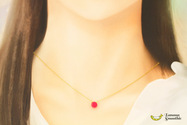 一粒でビビット注目♪ フューシャピンクカルセドニー ブリリアントカット 14kgf 一粒ネックレス | iichi ハンドメイド・クラフト作品 ...