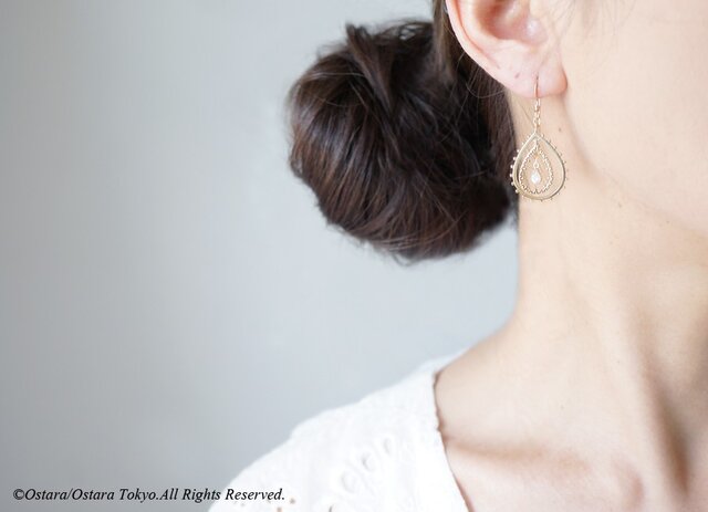 【14KGF】Earrings,Exotic Double Teardrops | iichi ハンドメイド・クラフト作品・手仕事品の通販