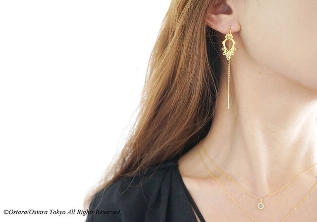 【14KGF/Siver925】Ear Thread Earrings -Elegant Filigree- | iichi ハンドメイド・クラフト作品・手仕事品の通販