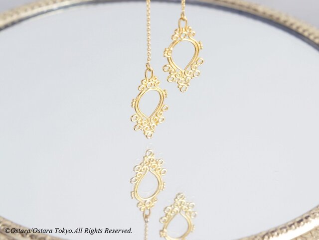 【14KGF/Siver925】Ear Thread Earrings -Elegant Filigree- | iichi ハンドメイド・クラフト作品・手仕事品の通販