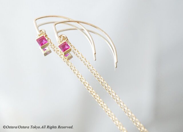 【14KGF/Siver925/Tiny】Leaf Hook Earrings,CZ Square | iichi ハンドメイド・アンティーク・食品・ギフト・手作り