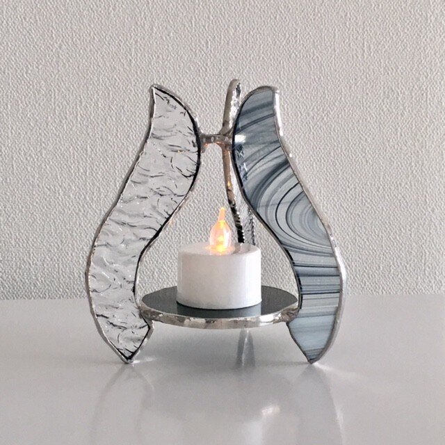 『キャンドルナイト』LEDキャンドルホルダー レッドハート クリア＆ブラック BayView | ベイビューグラスアーツ | ハンドメイド通販 iichi（いいち）