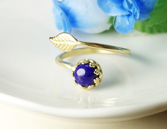 *R42*宝石質ラピスラズリAAA★クラウン＆リーフリング | iichi 日々の暮らしを心地よくするハンドメイドやアンティークのマーケットプレイス