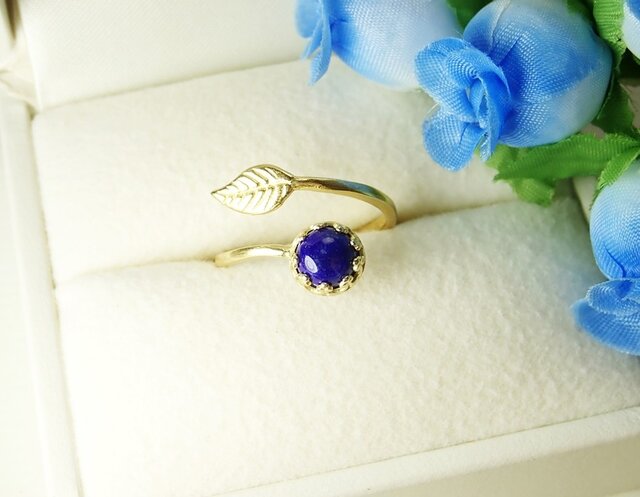 *R42*宝石質ラピスラズリAAA★クラウン＆リーフリング | iichi 日々の暮らしを心地よくするハンドメイドやアンティークのマーケットプレイス