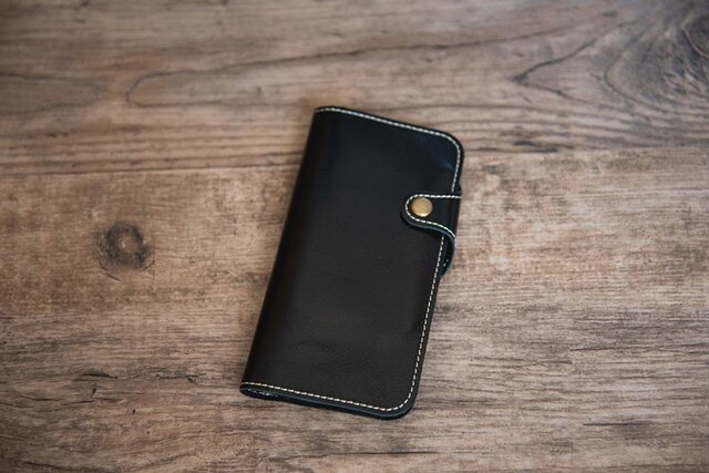 【受注製作】上質部分のみ使用してつくった牛革iphone6/plus, 7/plus, 8/plusケース 黒 TS994 | iichi ハンドメイド・クラフト作品・手仕事品の通販