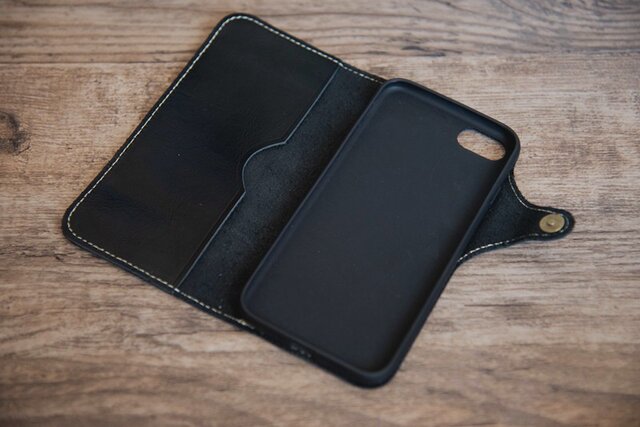 【受注製作】上質部分のみ使用してつくった牛革iphone6/plus, 7/plus, 8/plusケース 黒 TS994 | iichi ハンドメイド・クラフト作品・手仕事品の通販