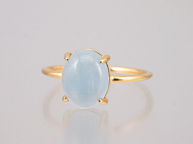 Vermeil Milky Aquamarine Oval Ring | iichi ハンドメイド・クラフト作品・手仕事品の通販