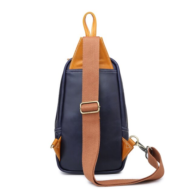 ボディバッグ ハンドメイド 高級 牛革レザー 斜めがけ ネイビーブルー Y08 | iichi ハンドメイド・クラフト作品・手仕事品の通販