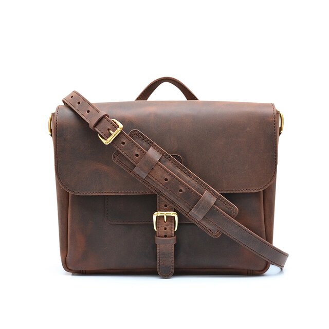 メールバッグ（ダークブラウン） A4 仕事 通勤 革 皮 レザー Kindle 肩掛け Lenovo PC タブレット | iichi ハンドメイド・クラフト作品・手仕事品の通販