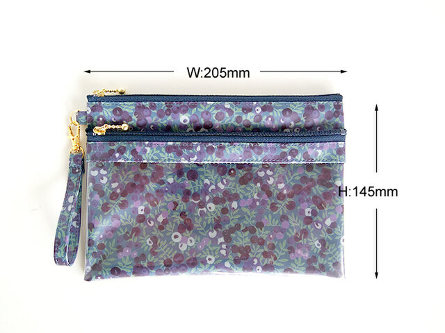 リバティ Wファスナー フロントクリアポーチ ウィルトシャー ネイビー | iichi ハンドメイド・クラフト作品・手仕事品の通販