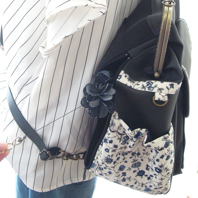 カラーで選ぶ左ファスナー＆背中ポケット付き3WAYBIGリュック ブラック | iichi ハンドメイド・クラフト作品・手仕事品の通販