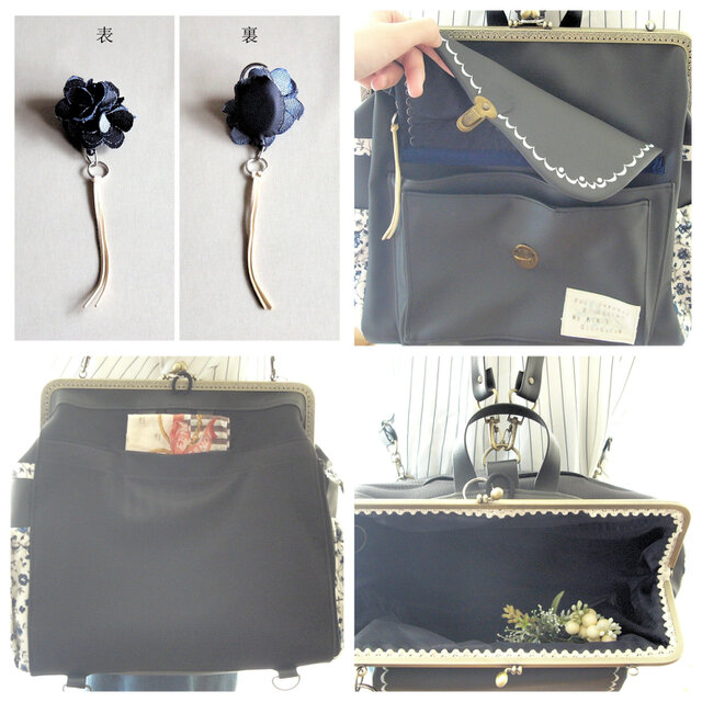 カラーで選ぶ左ファスナー＆背中ポケット付き3WAYBIGリュック ブラック | iichi 日々の暮らしを心地よくするハンドメイドやアンティークのマーケットプレイス