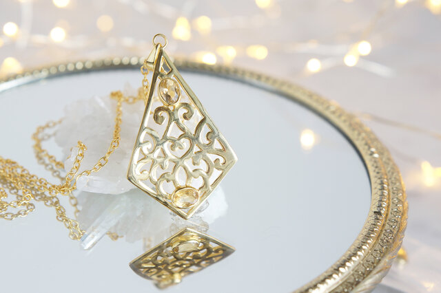 Citrine Filigree Necklace | iichi ハンドメイド・クラフト作品・手仕事品の通販
