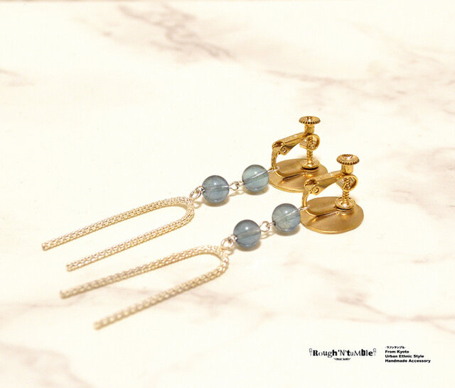 Ethnic U chain pierce fluorite | iichi ハンドメイド・クラフト作品・手仕事品の通販