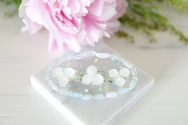 flow on the water（バレッタ）-アクアマリン- #501 | iichi ハンドメイド・クラフト作品・手仕事品の通販