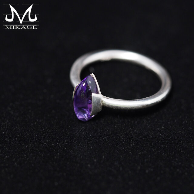 Cabochon Marquise Amethyst Ring：銀925アメジストリング | iichi 日々の暮らしを心地よくするハンドメイドやアンティークのマーケットプレイス