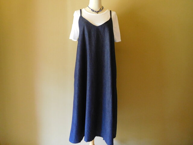 デニムのキャミソールワンピース （S~LL) | iichi 日々の暮らしを心地よくするハンドメイドやアンティークのマーケットプレイス