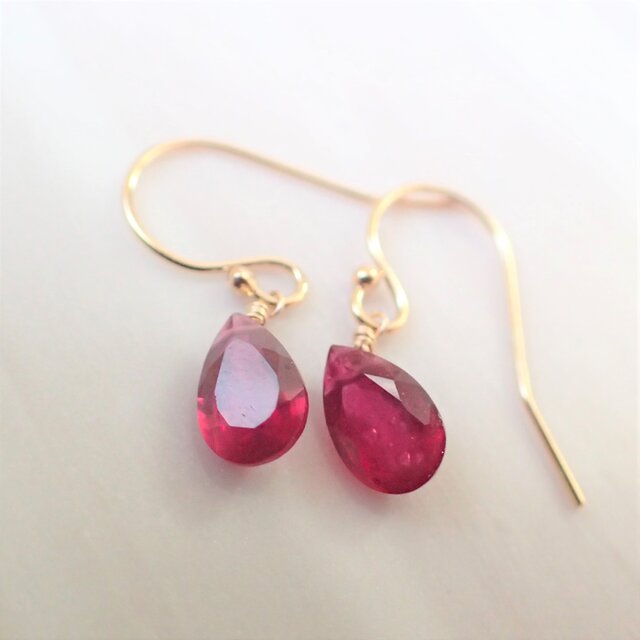 【SALE】K14GF ruby drop pierce | Otium Jewelry | ハンドメイド通販 iichi（いいち）