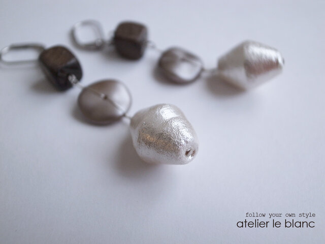 tanto tempo #1～トープのグラデーションピアス～ | iichi ハンドメイド・クラフト作品・手仕事品の通販