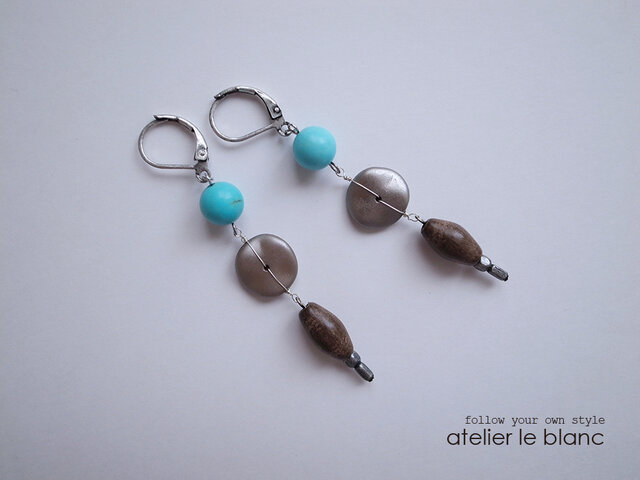 tanto tempo #2 ～ターコイズのナチュラルピアス～ | iichi ハンドメイド・クラフト作品・手仕事品の通販