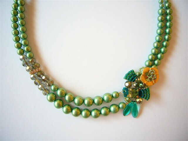 グリーンパールネックレス（no-407） | iichi ハンドメイド・クラフト作品・手仕事品の通販