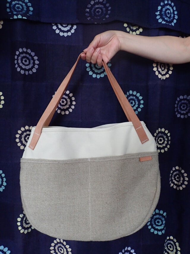 麻と帆布の丸型トートバッグ jooth (ジョース） | iichi ハンドメイド・クラフト作品・手仕事品の通販
