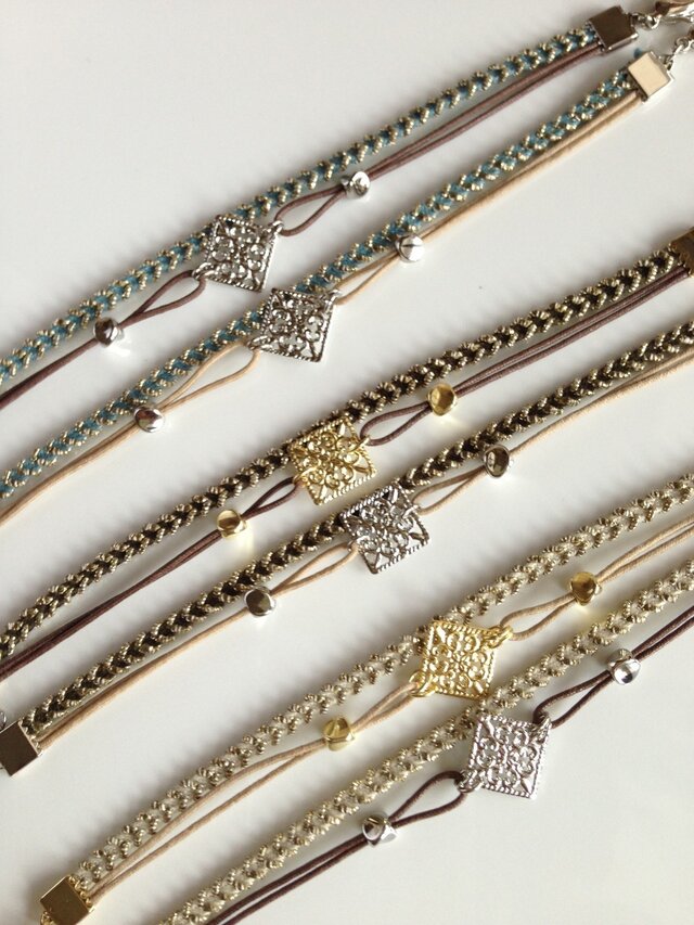 秋色コンビコードブレスレット ダークブラウン | iichi ハンドメイド・アンティーク・食品・ギフト・手作り