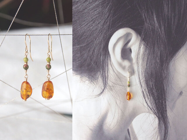 Amber Forest（pierce） | iichi ハンドメイド・クラフト作品・手仕事品の通販