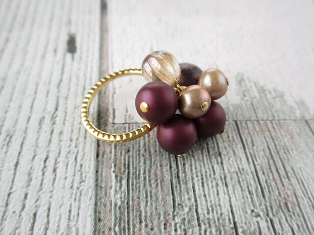 SALE Ring コットンパール ボルドー（K0841) | iichi ハンドメイド・クラフト作品・手仕事品の通販