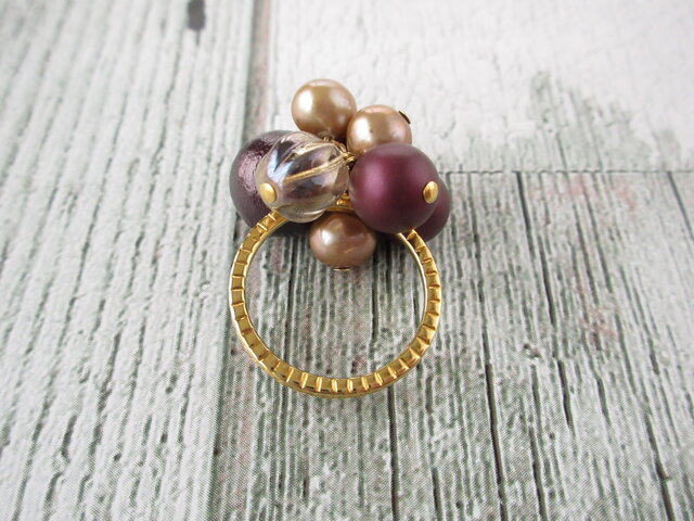 SALE Ring コットンパール ボルドー（K0841) | iichi ハンドメイド・クラフト作品・手仕事品の通販