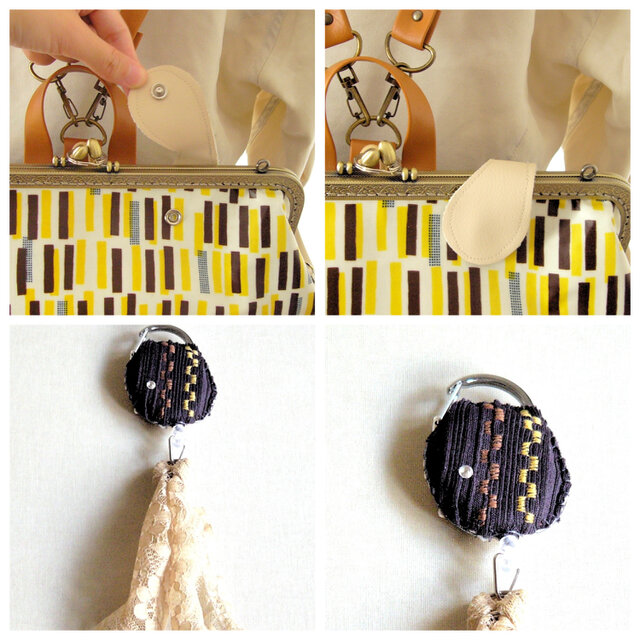 3WAYBIGリュック☆右ファスナー＆背中ポケット付き バンブー柄×ニット イエロー×ベージュ | iichi ハンドメイド・クラフト作品・手仕事品の通販