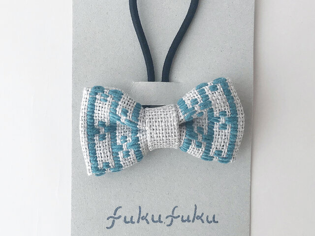 こぎん刺しのヘアアクセサリー／fuku fuku ribbon hair accessories gray a | fuku fuku ...