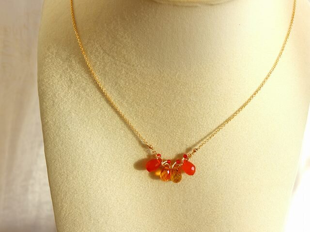 カーネリアン＊オレンジ＊ビタミンカラー＊14kgfネックレス＊no．359 | iichi 日々の暮らしを心地よくするハンドメイドやアンティークのマーケットプレイス